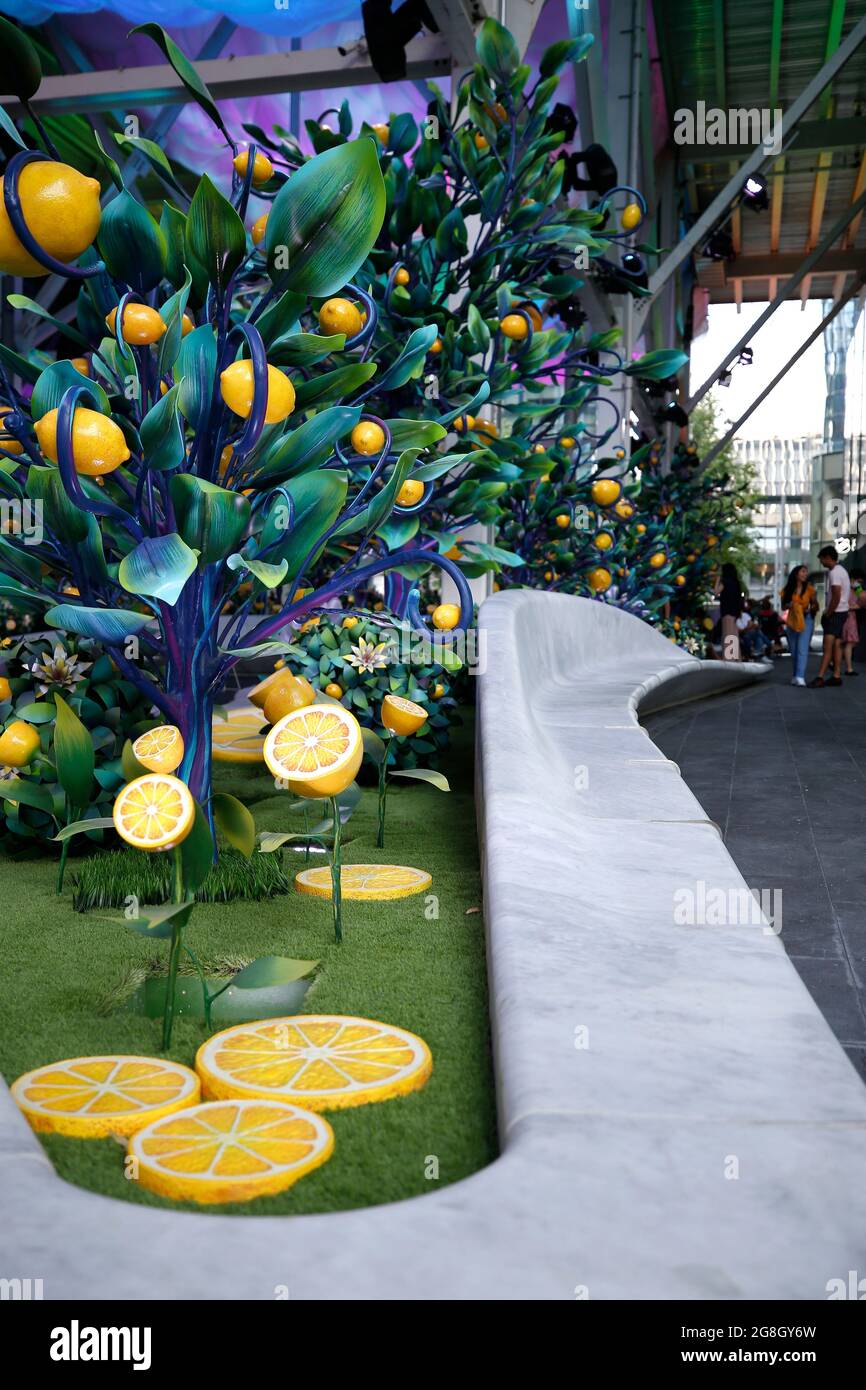 New York, United States. 18th July, 2021. Fabricated lemon tree ...