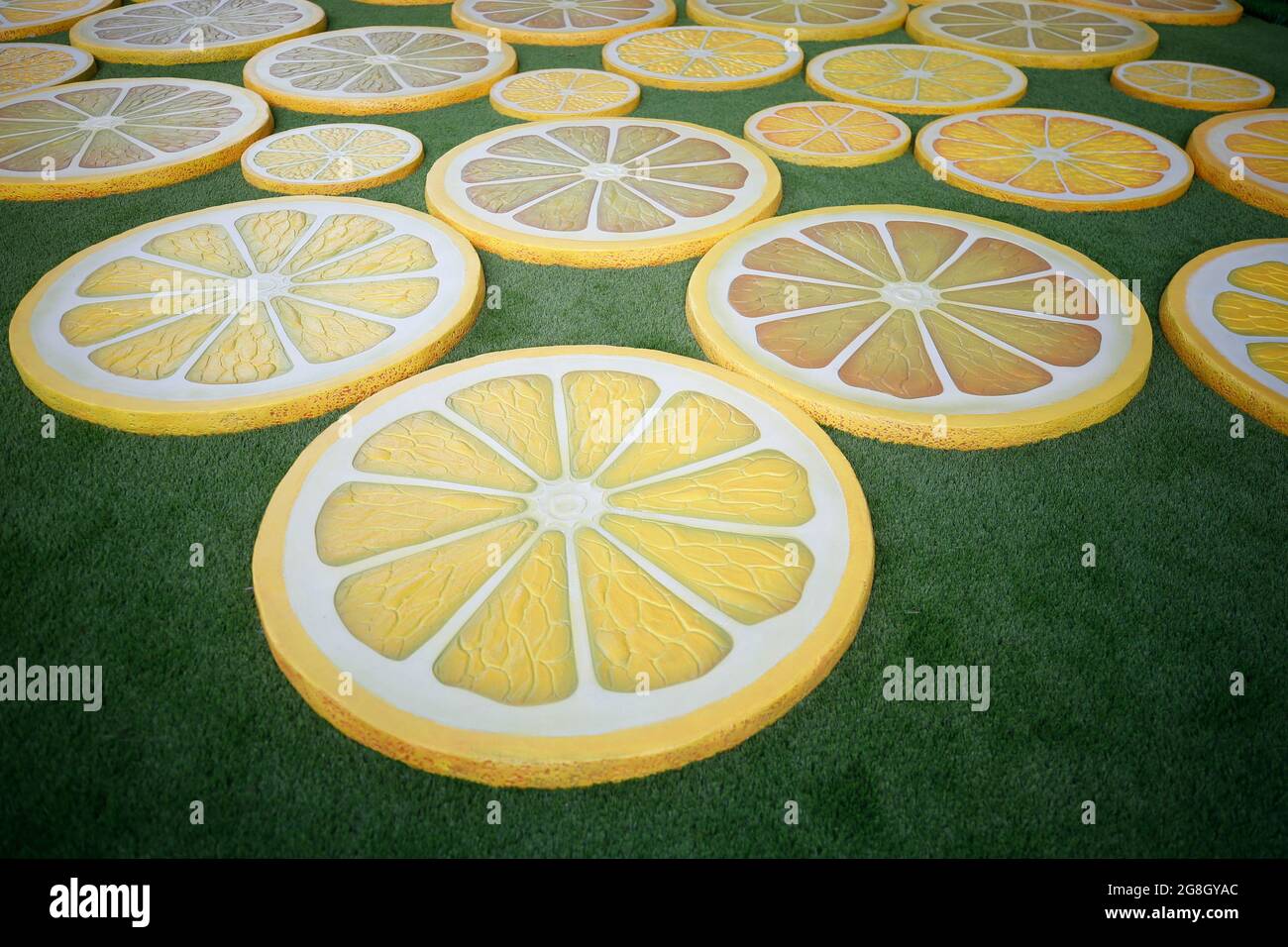 New York, United States. 17th July, 2021. Fabricated lemon slice ...