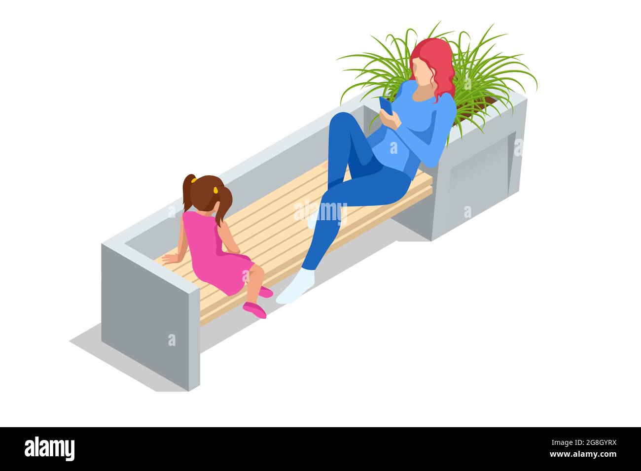 Isometric eco modern street bench vector for web design isolated on ...