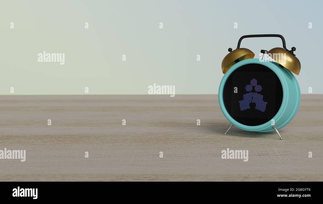 3d rendering of color alarm clock with symbol of Christmas berry with ...