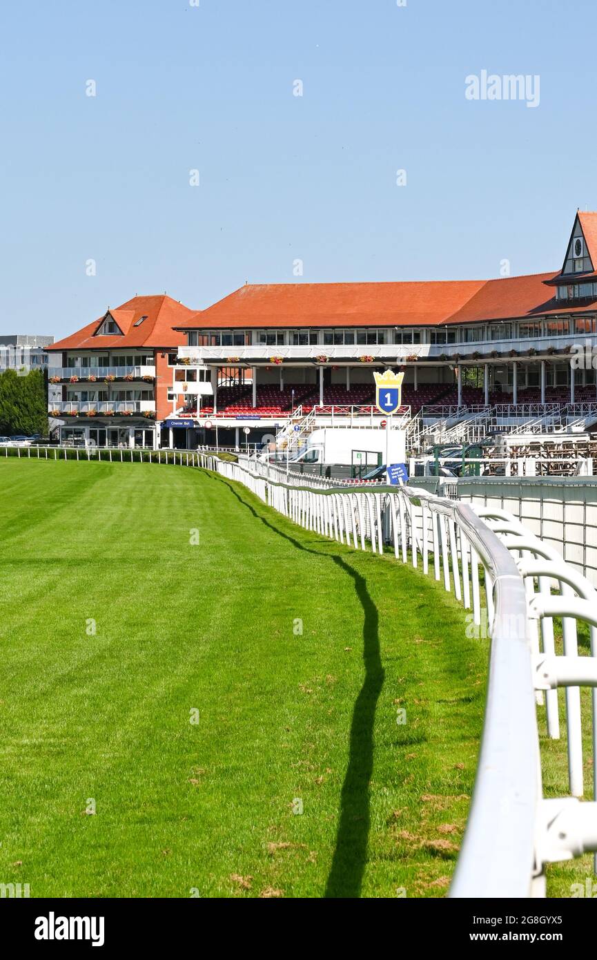 Chester, England - July 2021: Track and stand at the racecourse in ...