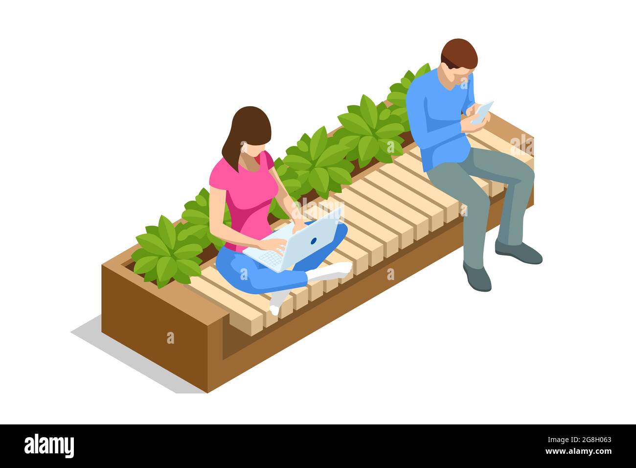 Isometric eco modern street bench vector for web design isolated on ...