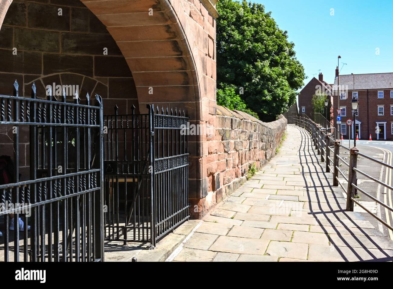 Chester, England - July 2021: One of the historical gates on the walk ...