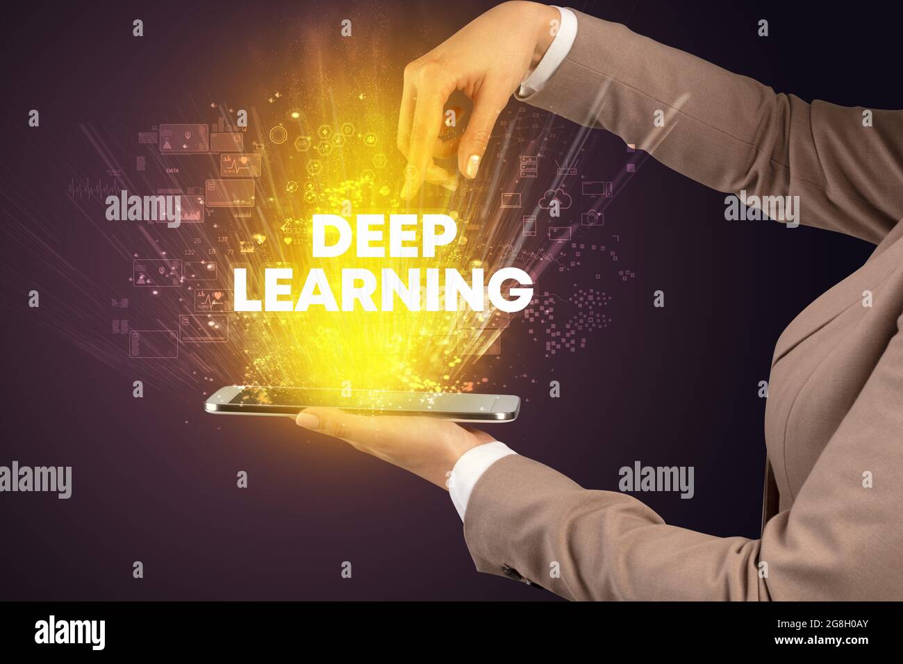 Close-up of a touchscreen with inscription Stock Photo - Alamy