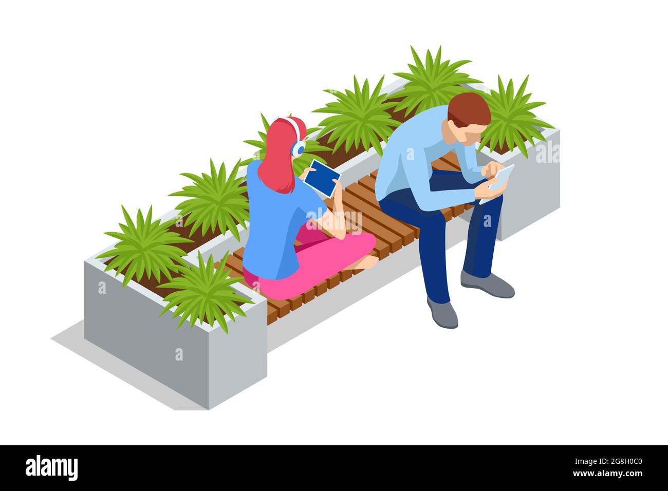Isometric eco modern street bench vector for web design isolated on ...