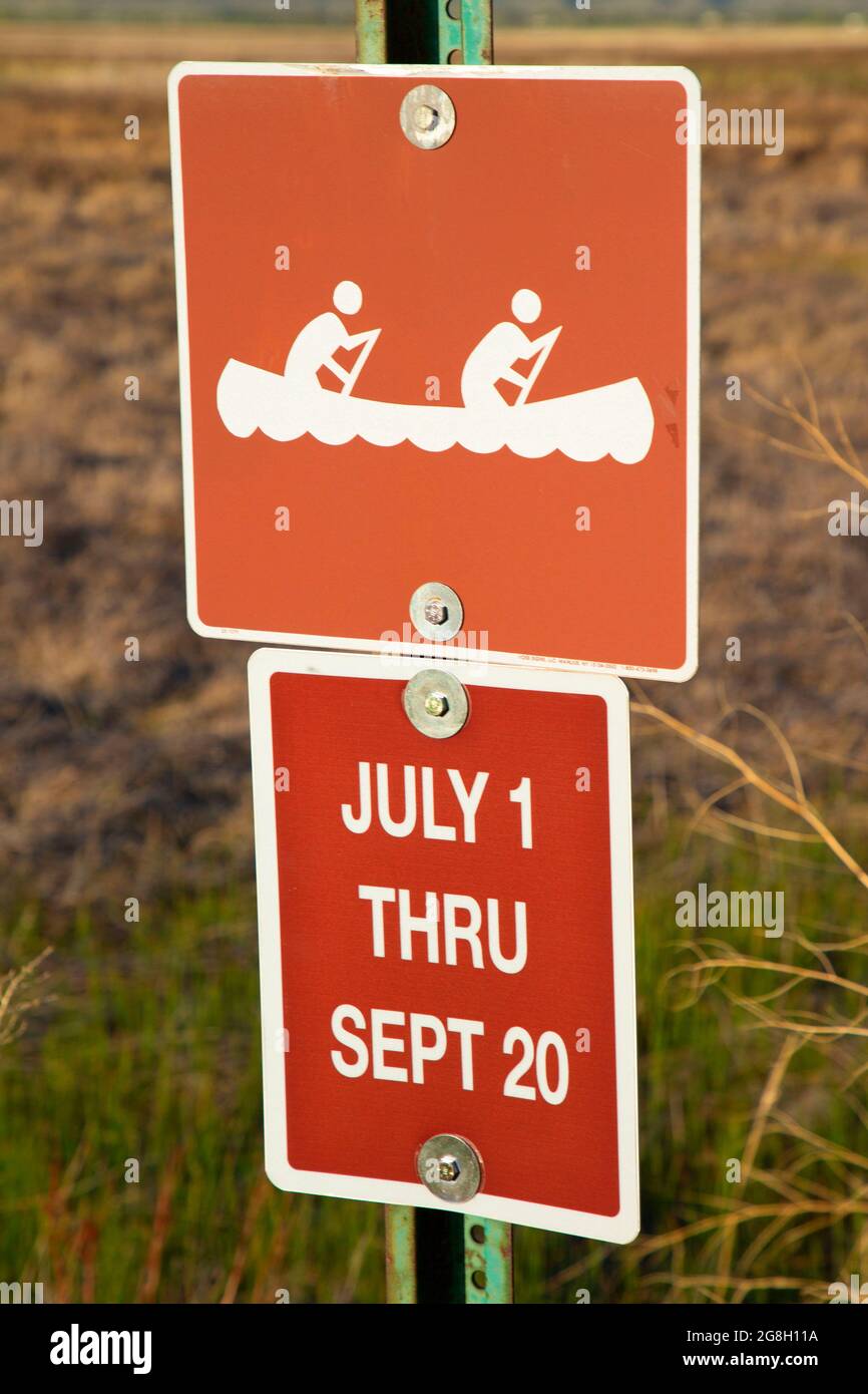 Canoe trail sign, Bear Lake National Wildlife Refuge, Idaho Stock Photo ...