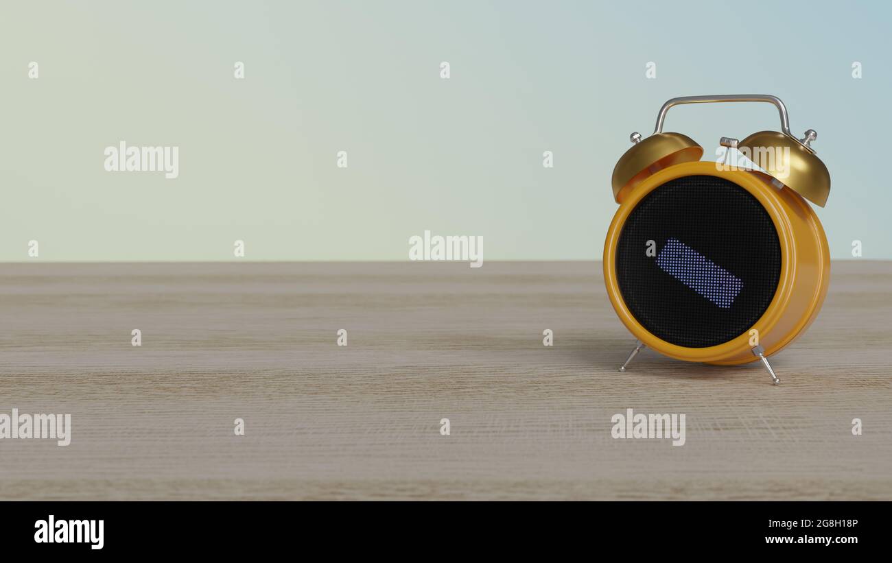 3d rendering of color alarm clock with symbol of ruler on dot display ...