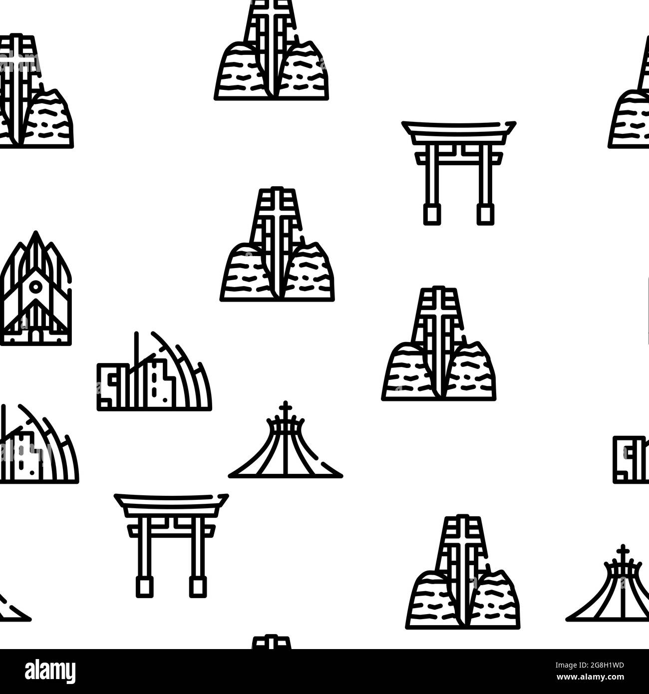 Temple Construction Vector Seamless Pattern Stock Vector Image & Art ...