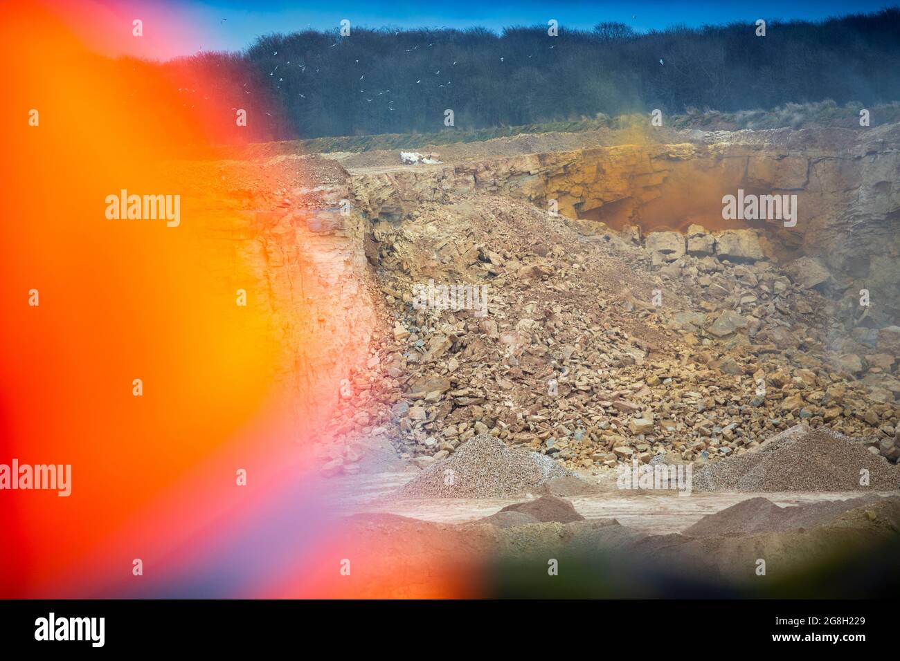A controlled explosion at a gravel quarry, England, UK Stock Photo - Alamy