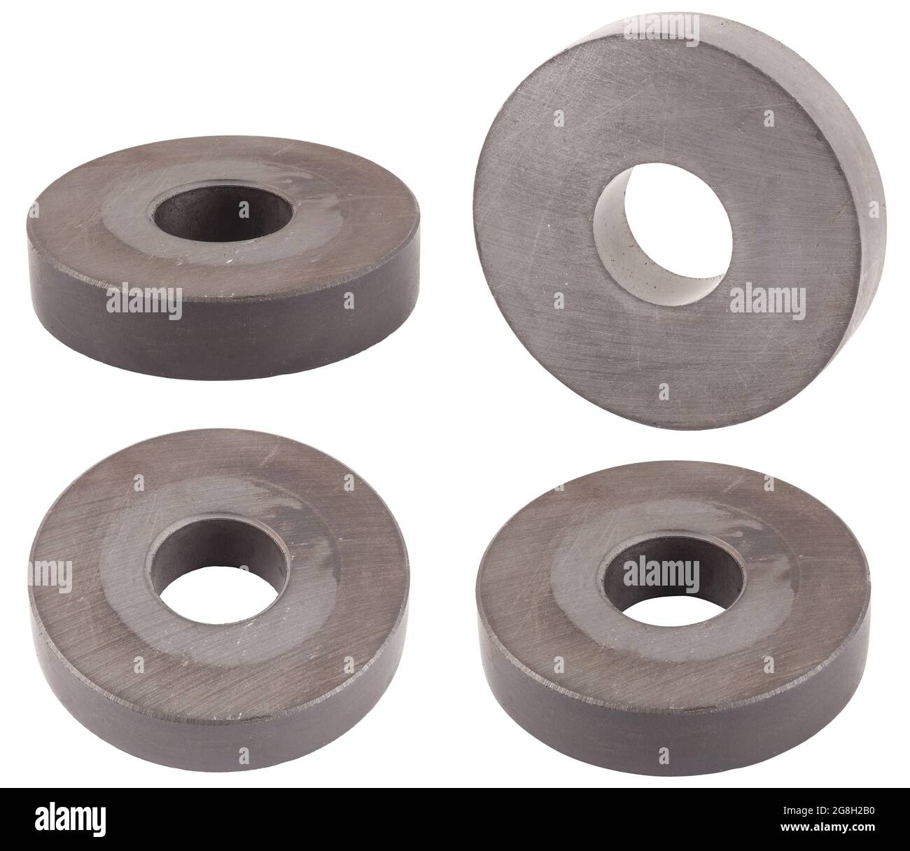 set of isolated photos of ring permanent magnet on white background ...