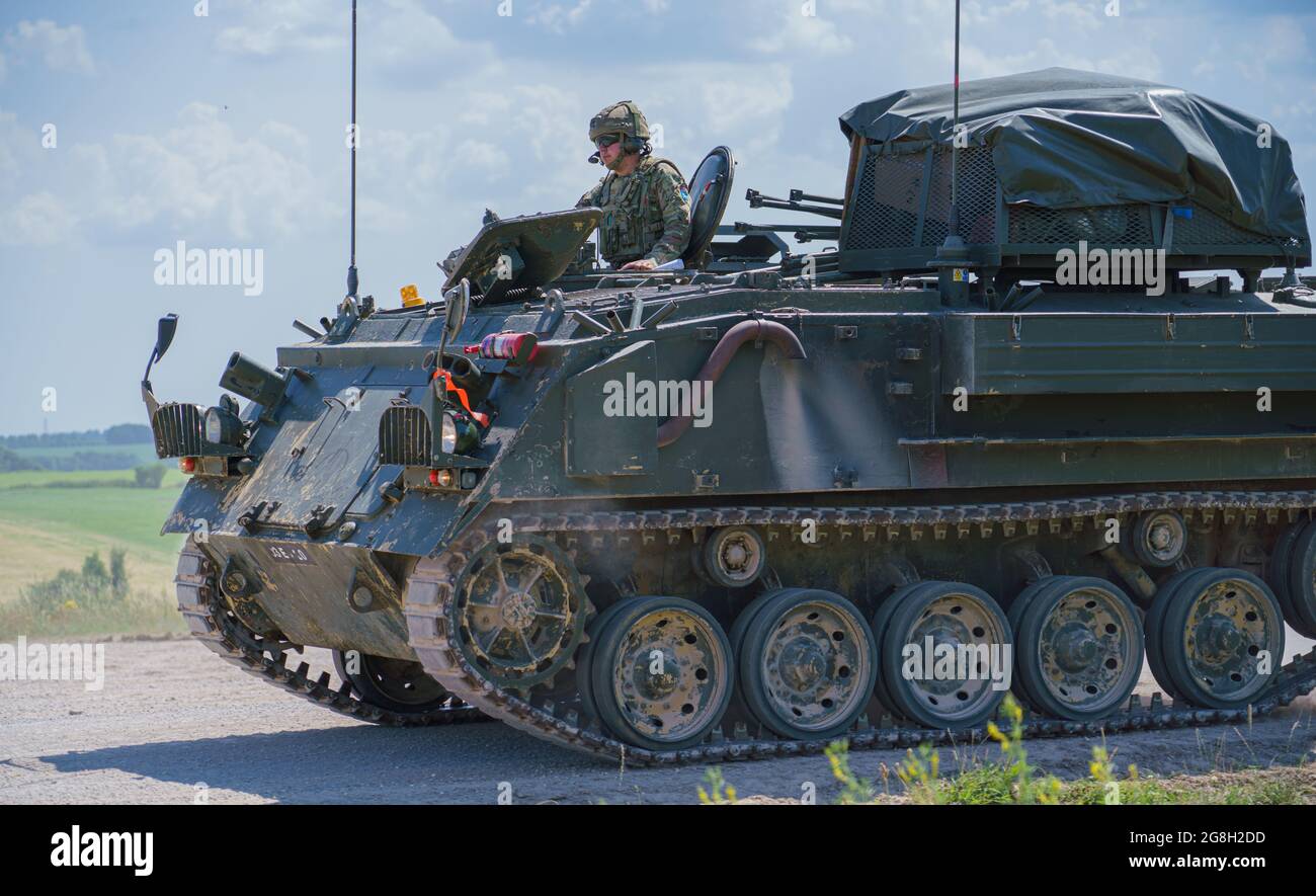 British army FV432 Bulldog armored personnel carrier on exercise on ...