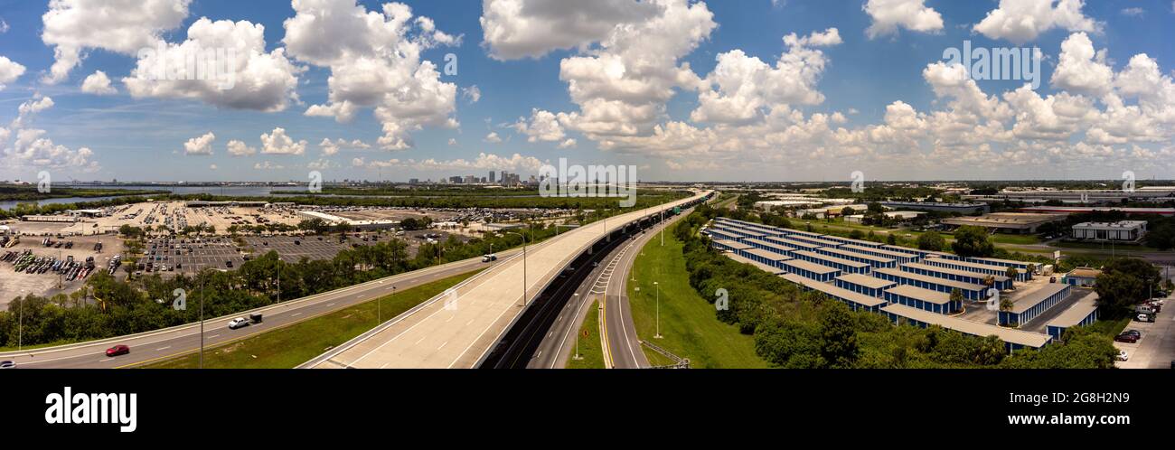 Aerial photo Selmon Expressway Tampa FL with elevated HOV Road Stock ...