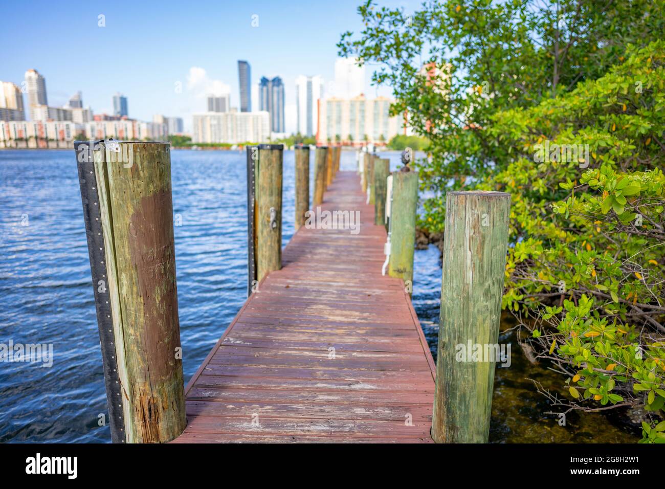 Pathway on the water docks focus on foreground Stock Photo - Alamy