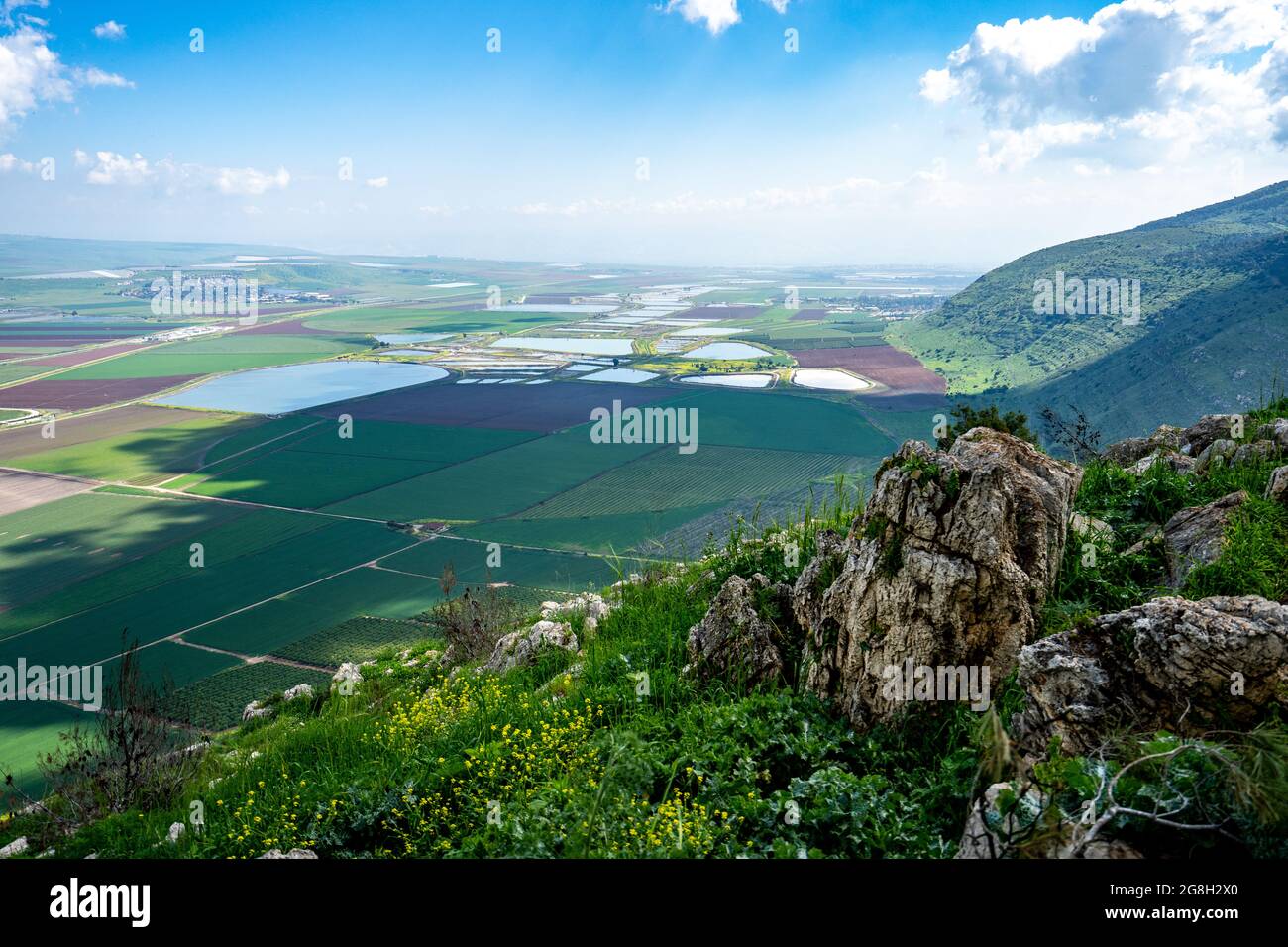 Winter landscape from the top of Mount Gilboa to the Jezreel Valley ...