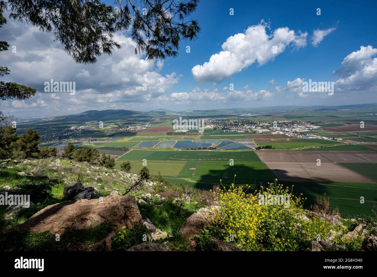 Winter landscape from the top of Mount Gilboa to the Jezreel Valley ...