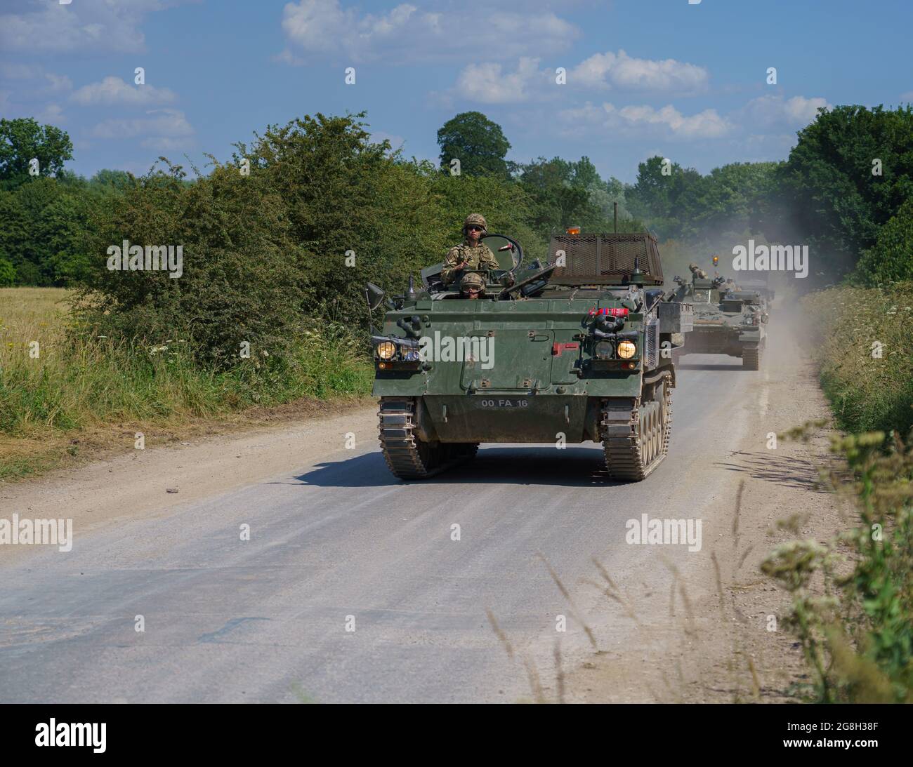 British army FV432 Bulldog armored personnel carrier in action on a ...