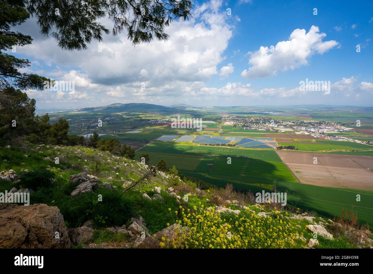 Winter landscape from the top of Mount Gilboa to the Jezreel Valley ...