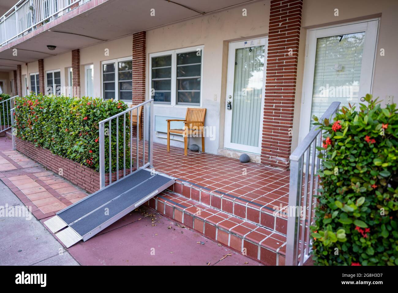 Apartment with handicapped wheelchair ramp by the door Stock Photo - Alamy