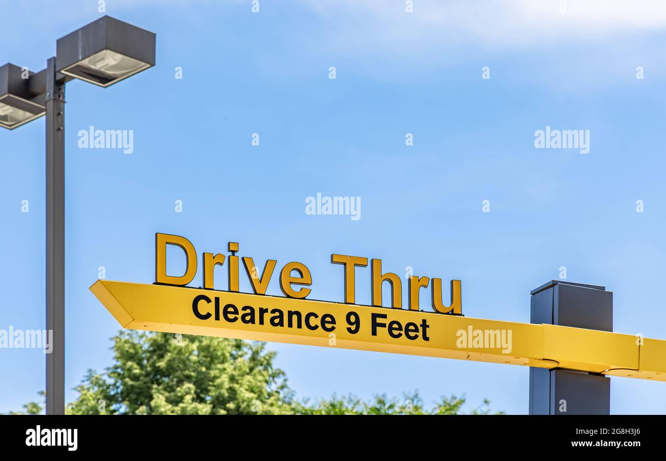 Mac Donalds drive thru sign Stock Photo - Alamy