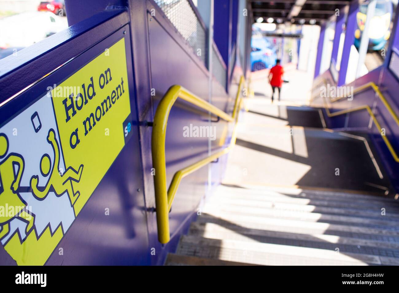 Hold handrail sign stairs hi-res stock photography and images - Alamy