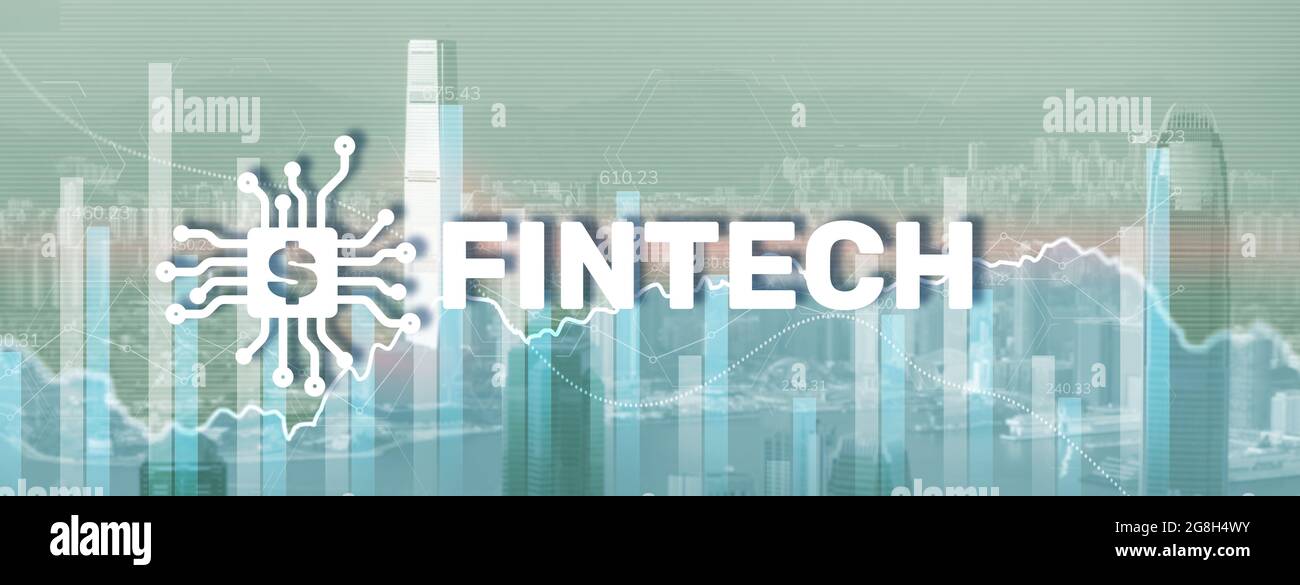 Financial technology concept. Fintech on modern citybackground Stock ...