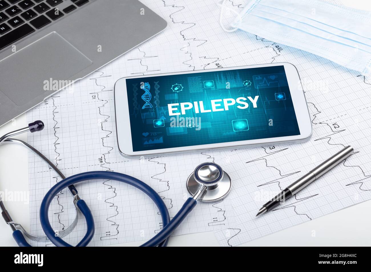 Tablet pc and medical stuff Stock Photo - Alamy
