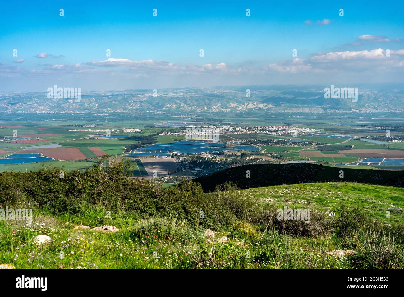 Winter landscape from the top of Mount Gilboa to the Jezreel Valley ...