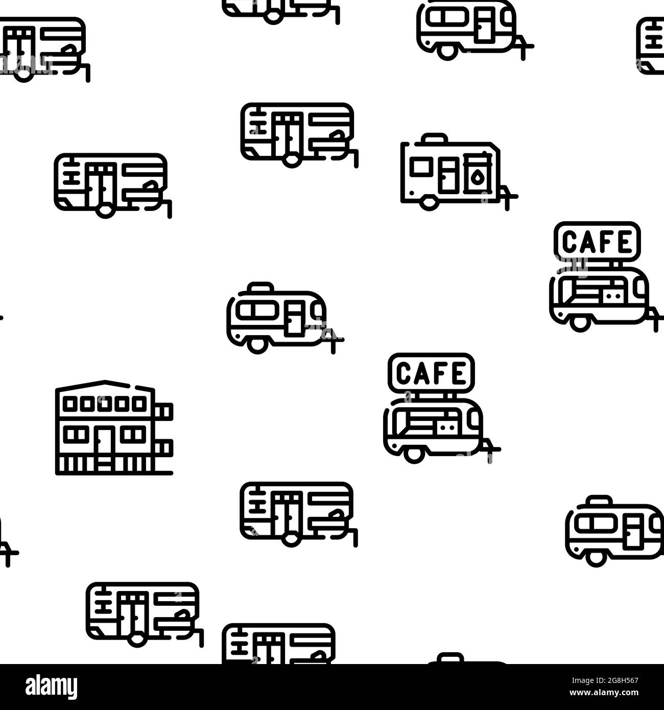 Modular House Trailer Vector Seamless Pattern Stock Vector Image & Art ...