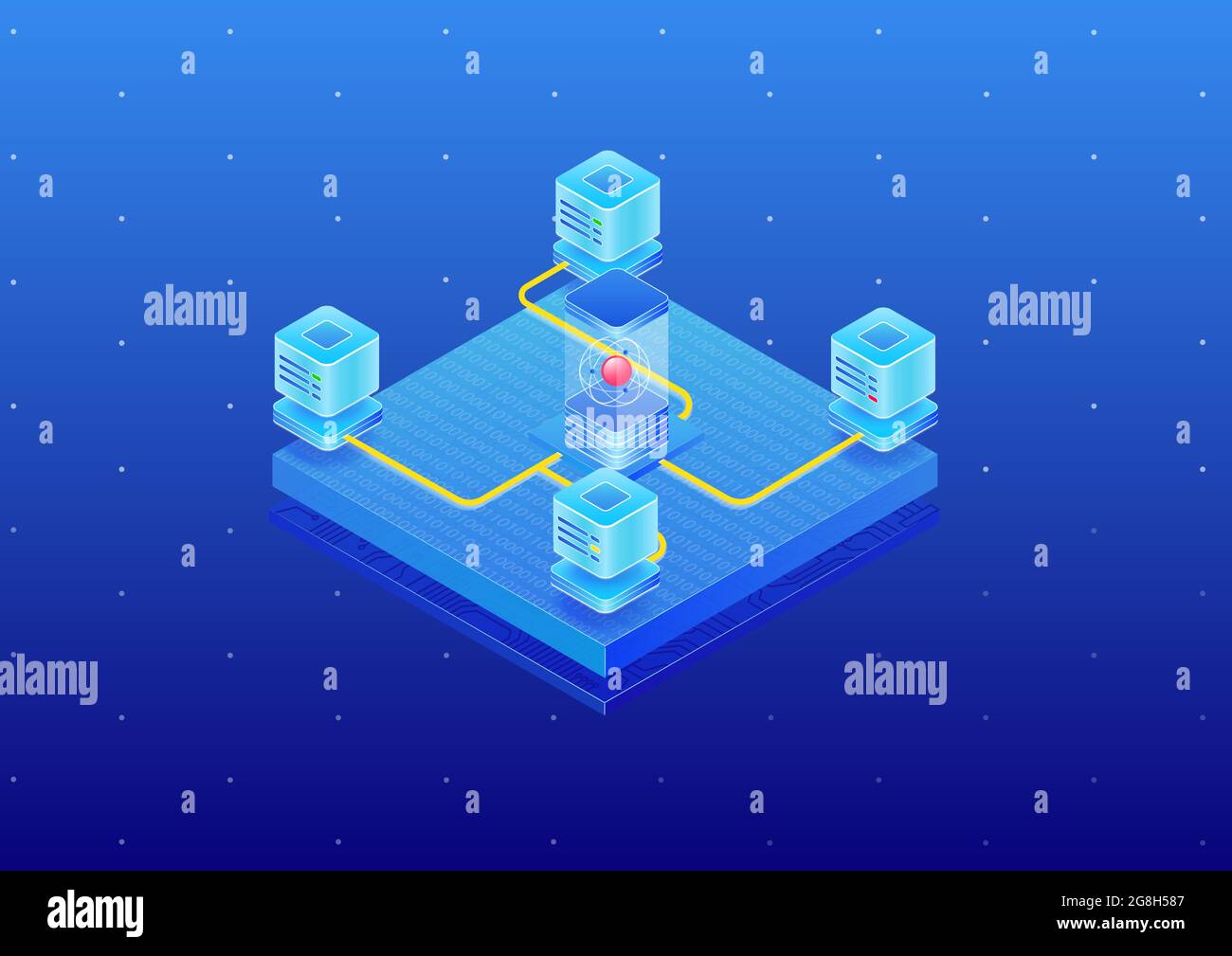 Quantum computing concept. Next generation super computer connected to ...