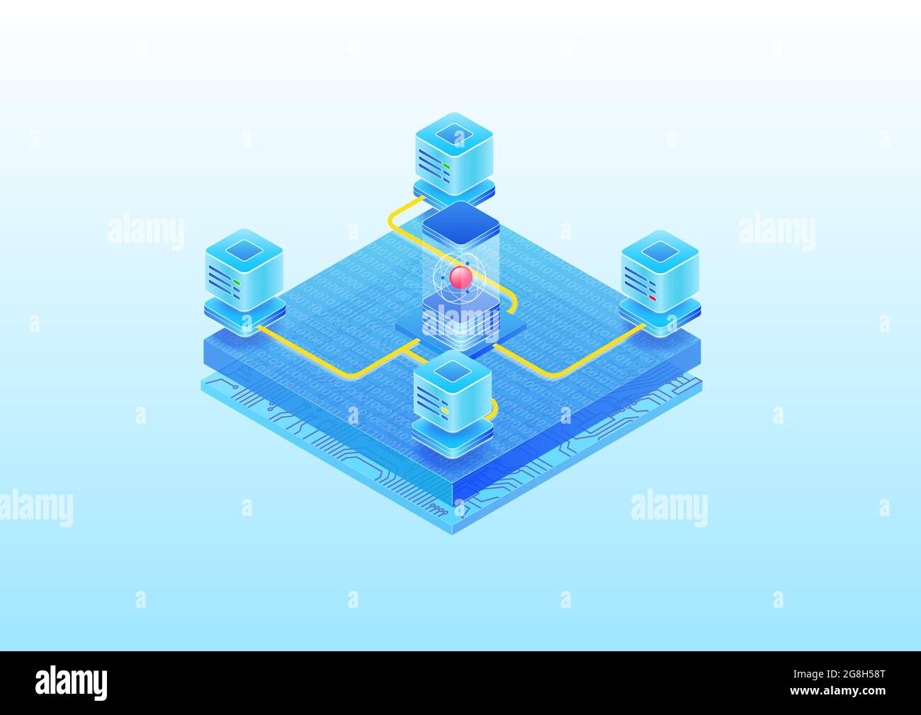 Quantum computing concept. Next generation super computer connected to ...