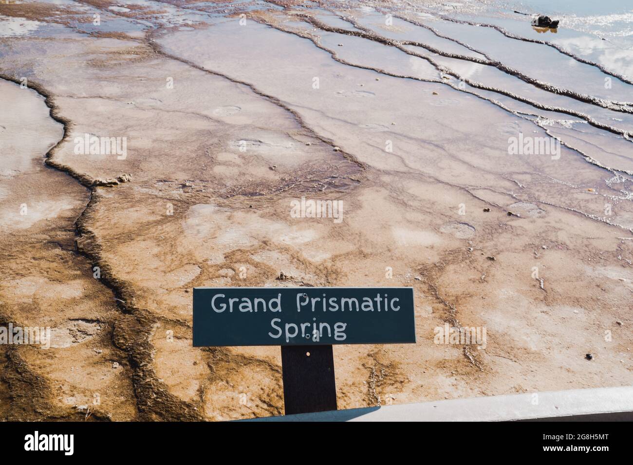 Sign for the Grand Prismatic Spring hot springs in Yellowstone National ...