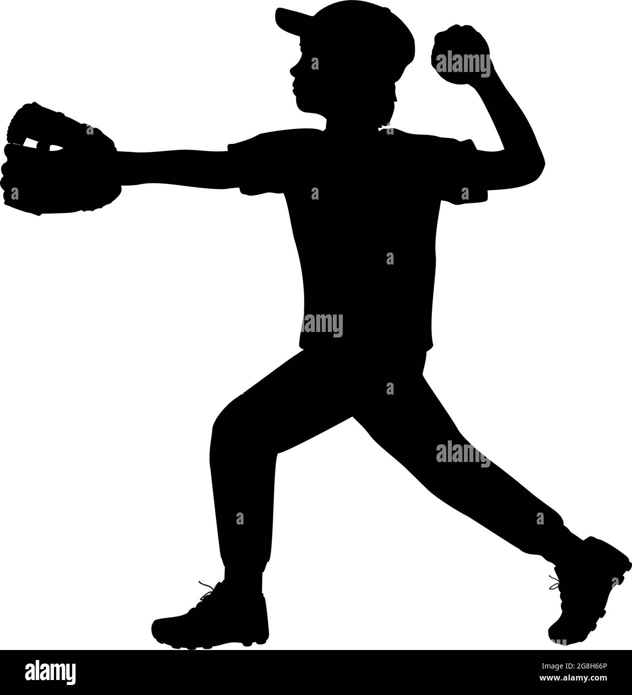 Silhouette boy baseball pitcher throwing the ball. Symbol sport ...