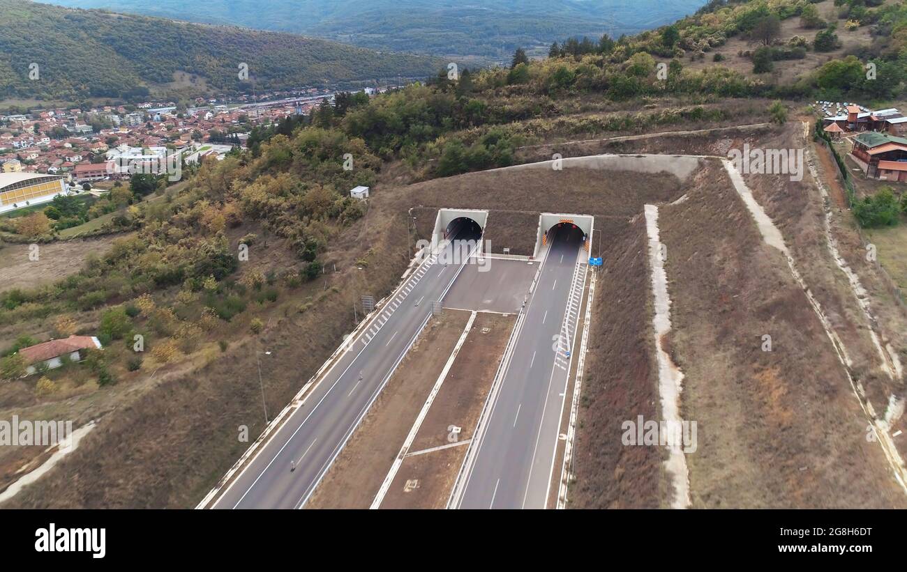Tunnel entrance drone shot Stock Photo - Alamy