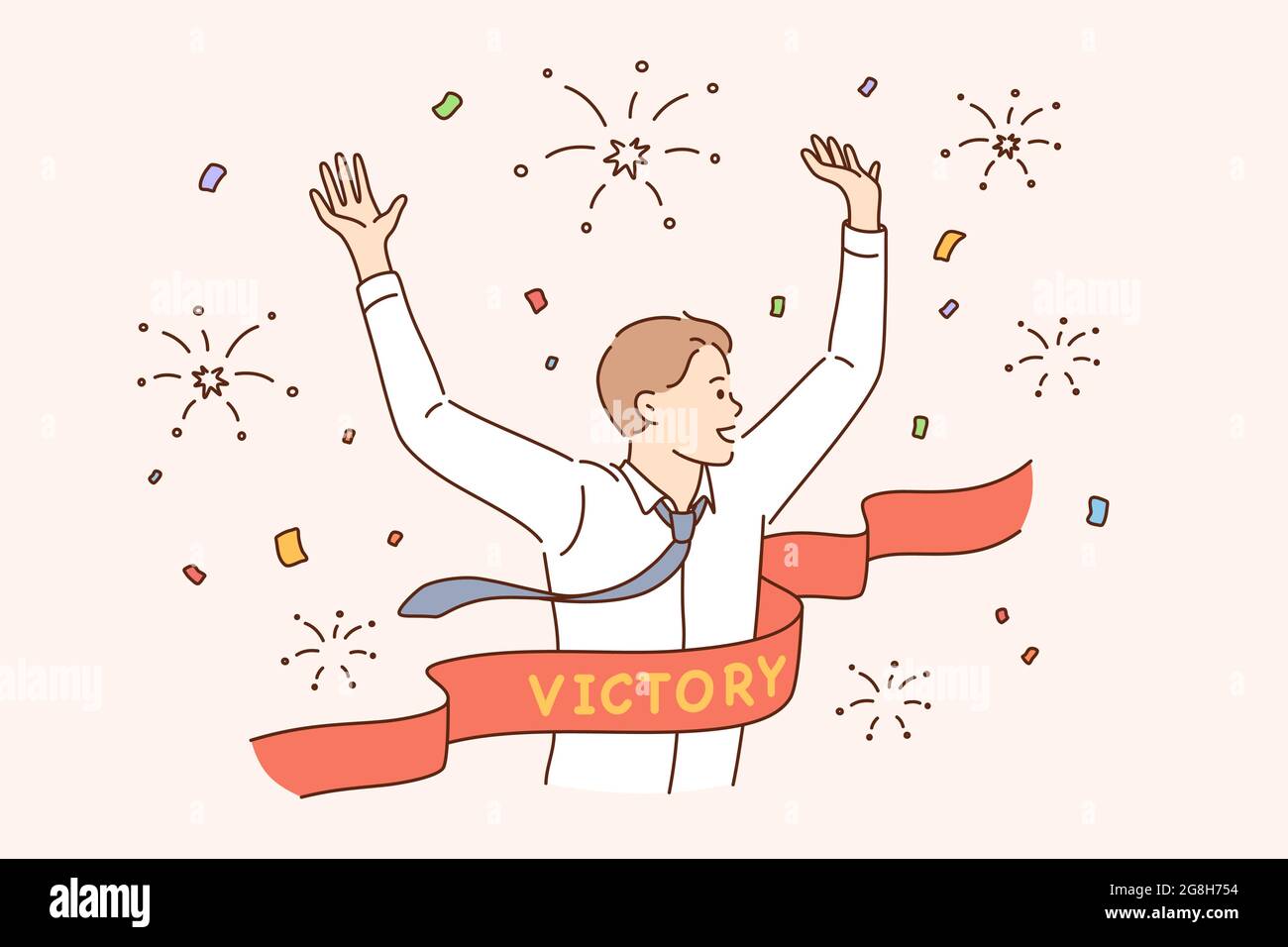 Business success, leadership, winner reaching goal concept. Young ...