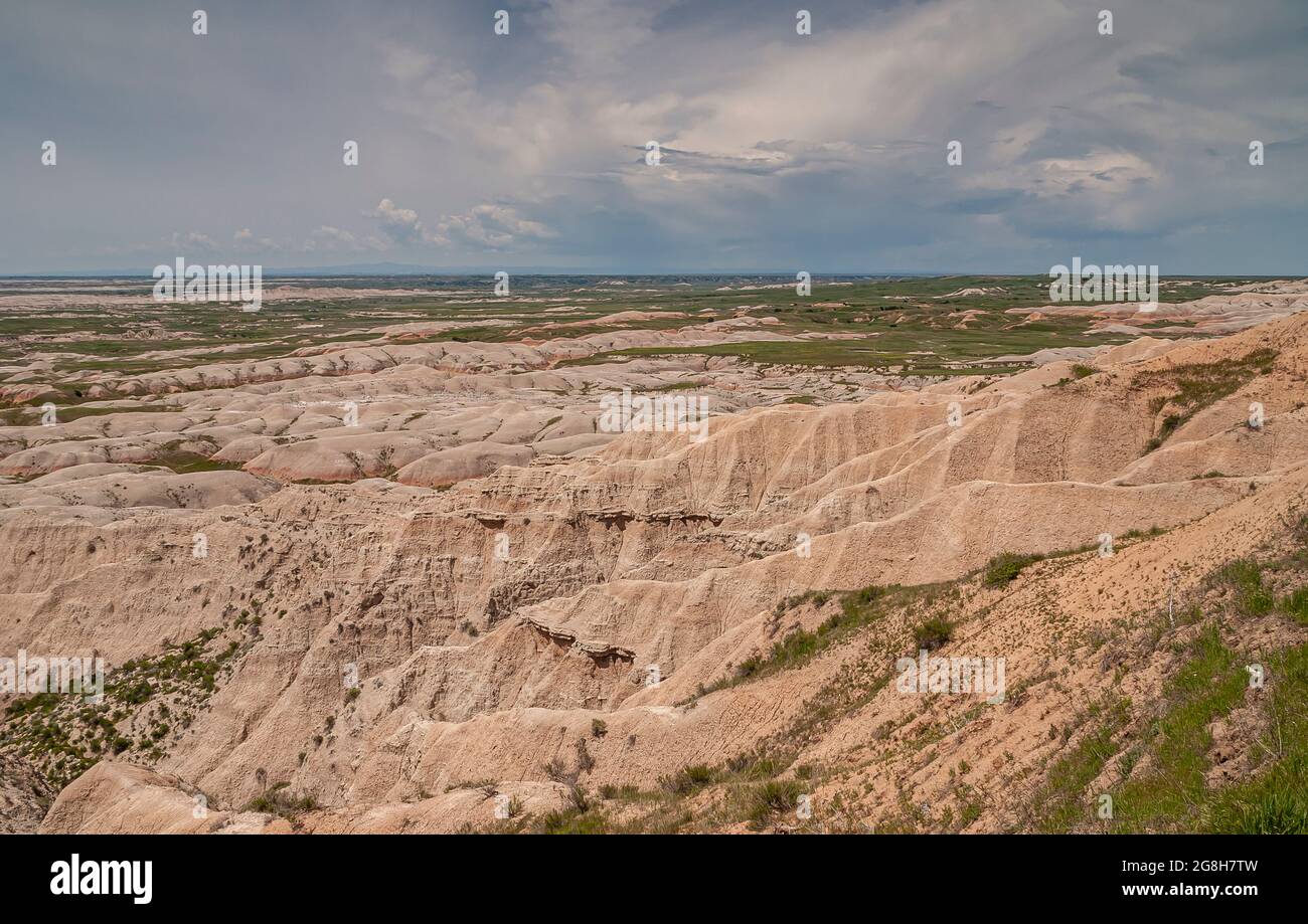 Badlands National Park, SD, USA - June 1, 2008: Bad weather cloudscape ...