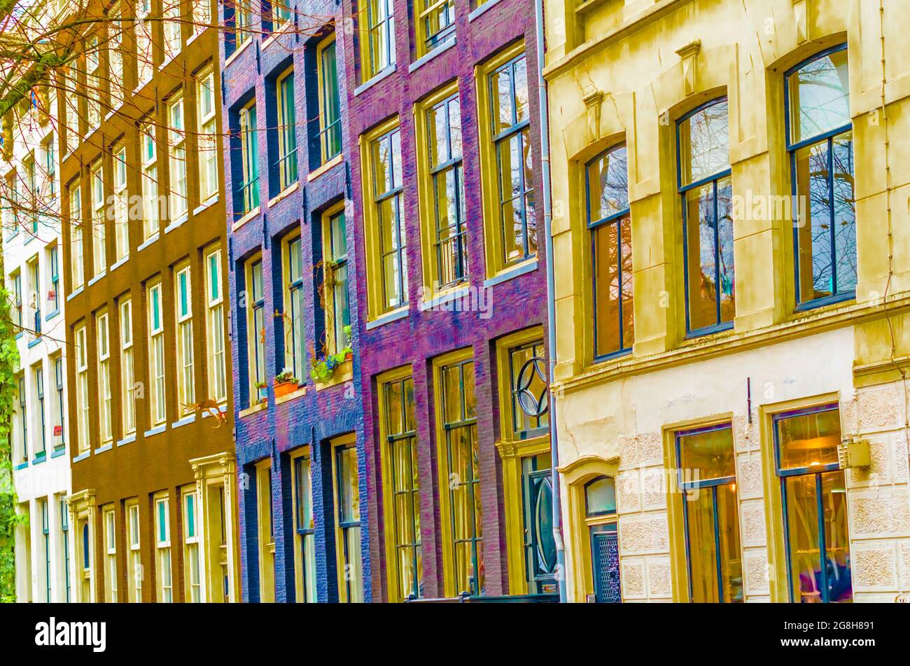 Typical Dutch architecture in Amsterdam, the Netherlands. Colorful ...