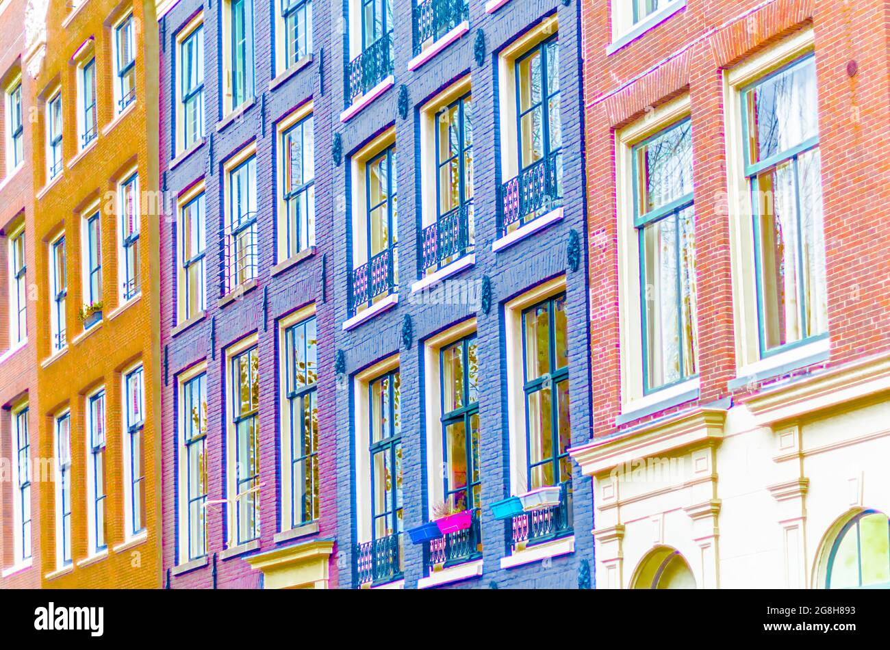 Typical Dutch architecture in Amsterdam, the Netherlands. Colorful ...
