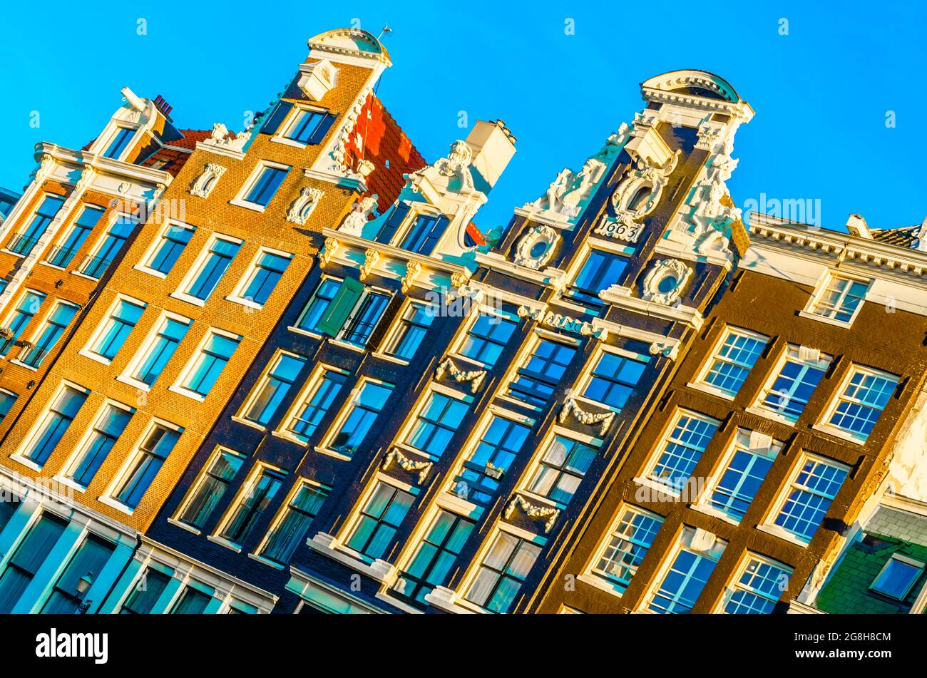 Typical Dutch architecture in Amsterdam, the Netherlands. Colorful ...