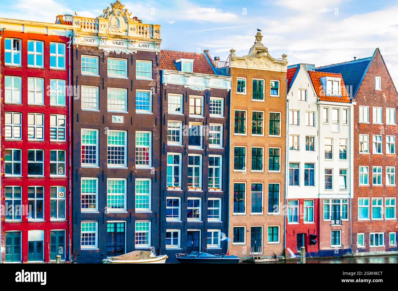Typical Dutch architecture in Amsterdam, the Netherlands. Colorful ...