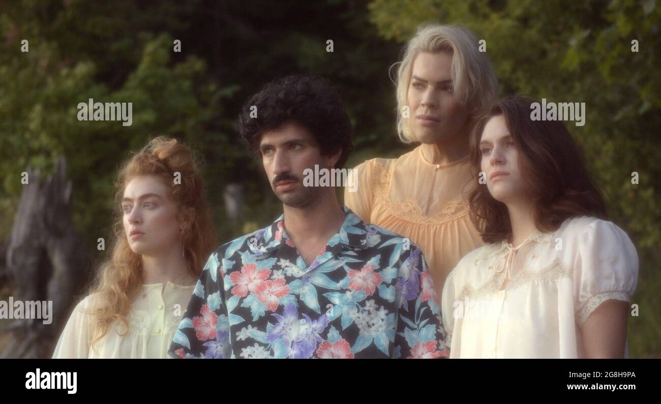 A DIM VALLEY, from left: Rosalie Lowe, Zach Weintraub, Feathers Wise ...