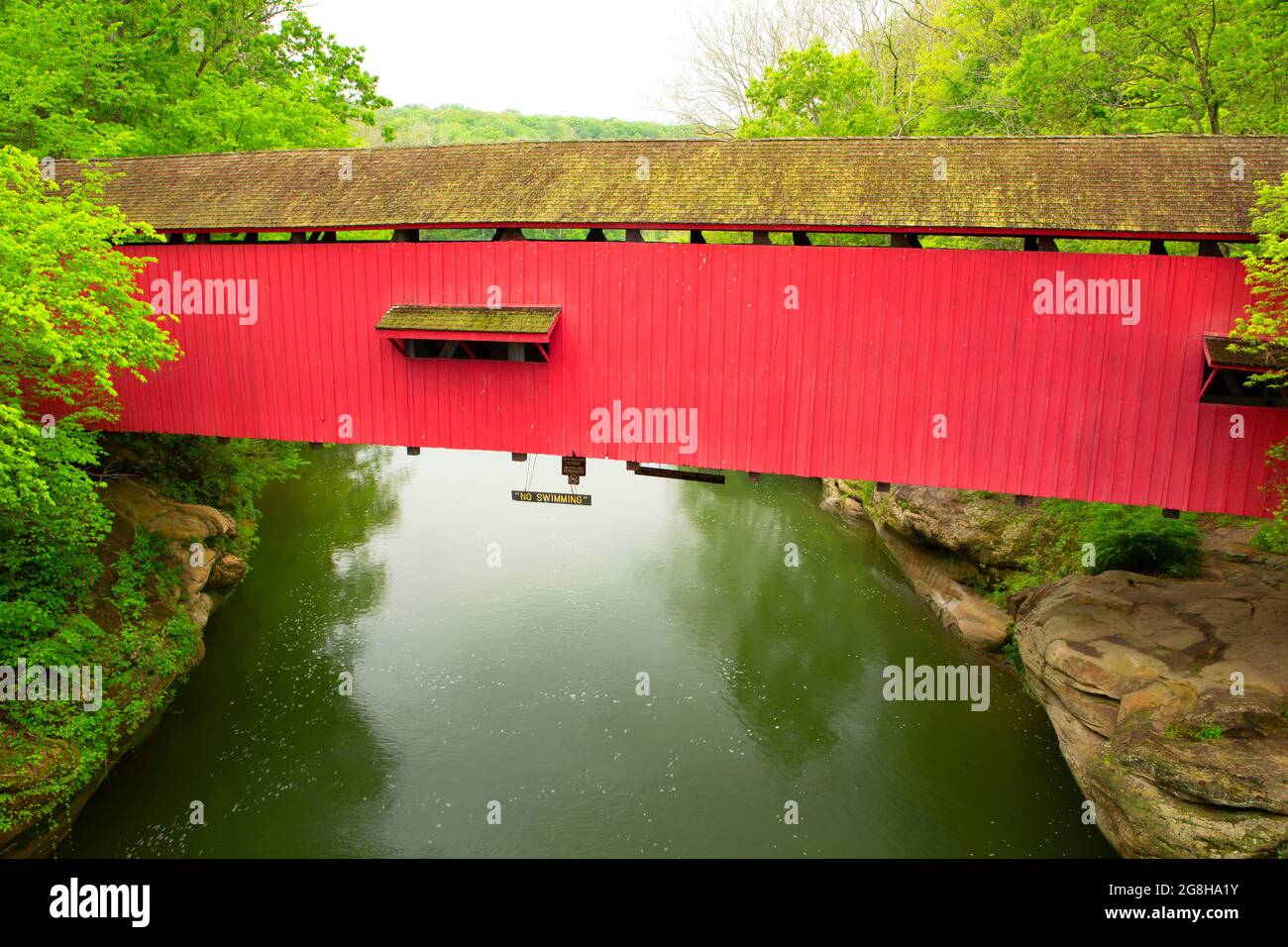 Narrows Covered Bridge, Turkey Run State Park, Indiana Stock Photo - Alamy