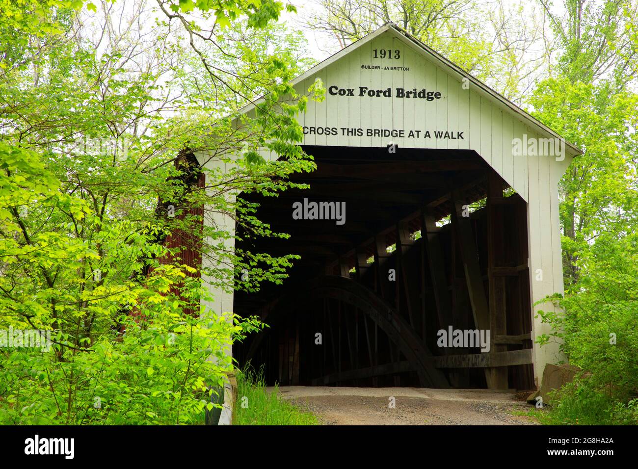 Cox Ford Covered Bridge, Turkey Run State Park, Indiana Stock Photo - Alamy
