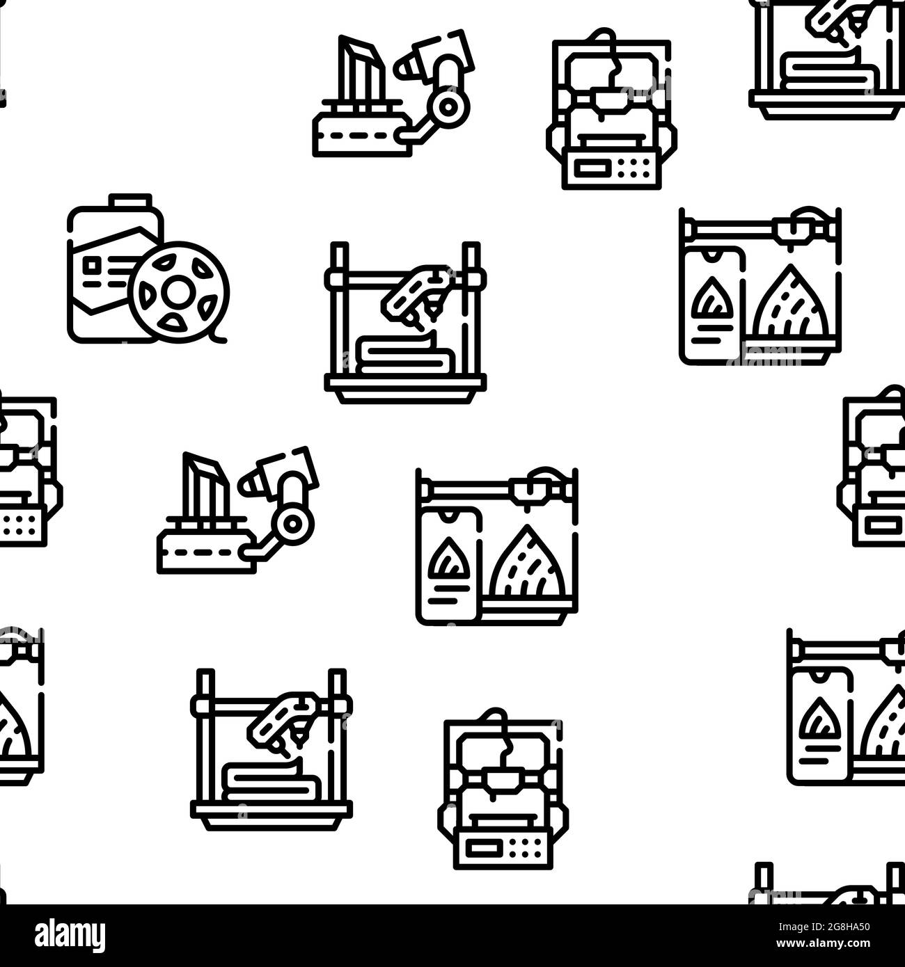 3d Printing Equipment Vector Seamless Pattern Stock Vector Image & Art ...