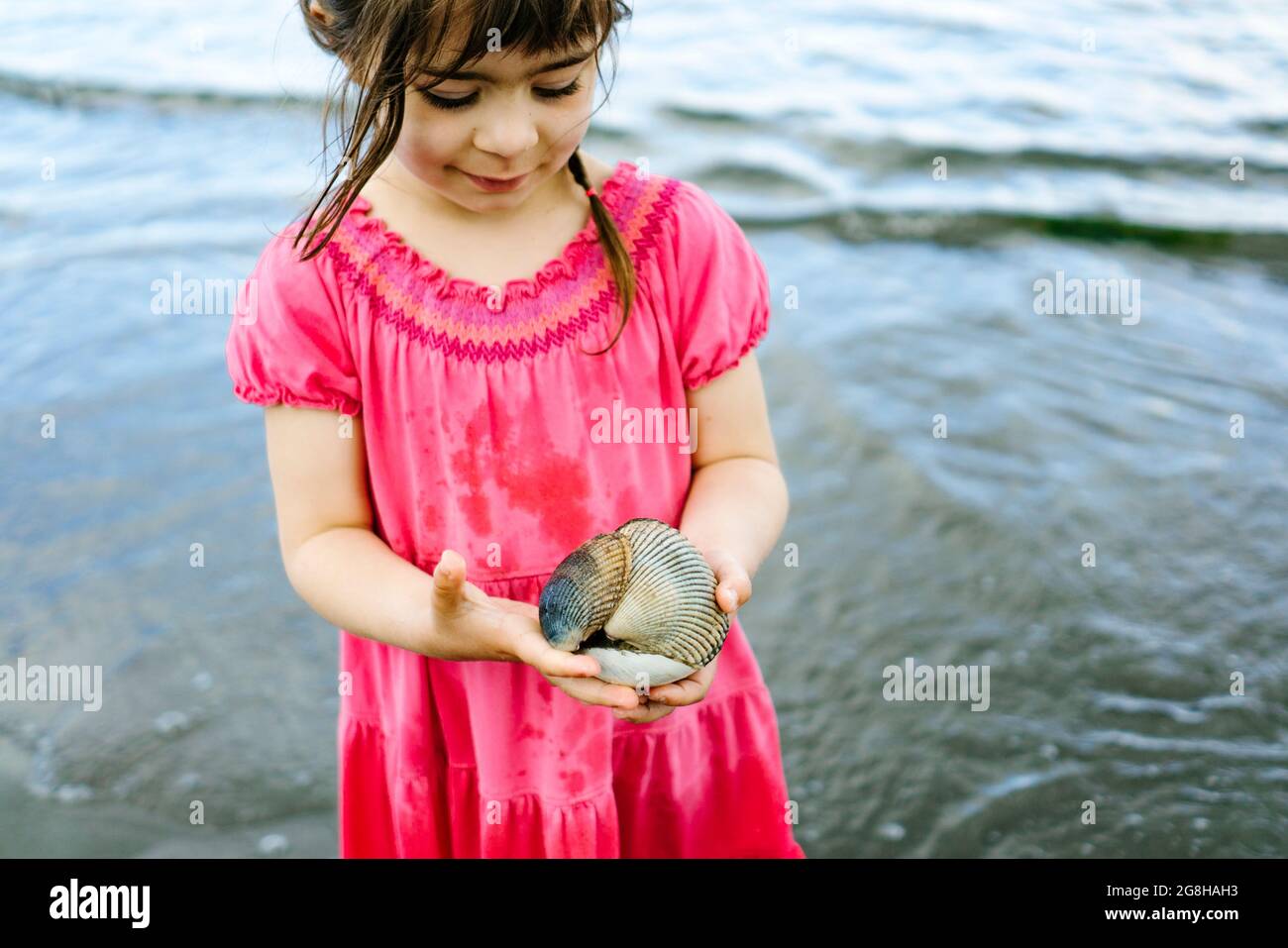 Girl holding seashells hi-res stock photography and images - Alamy