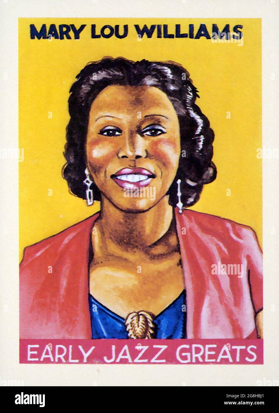 Mary Lou Williams depicted by R. Crum from set of trading cards of ...