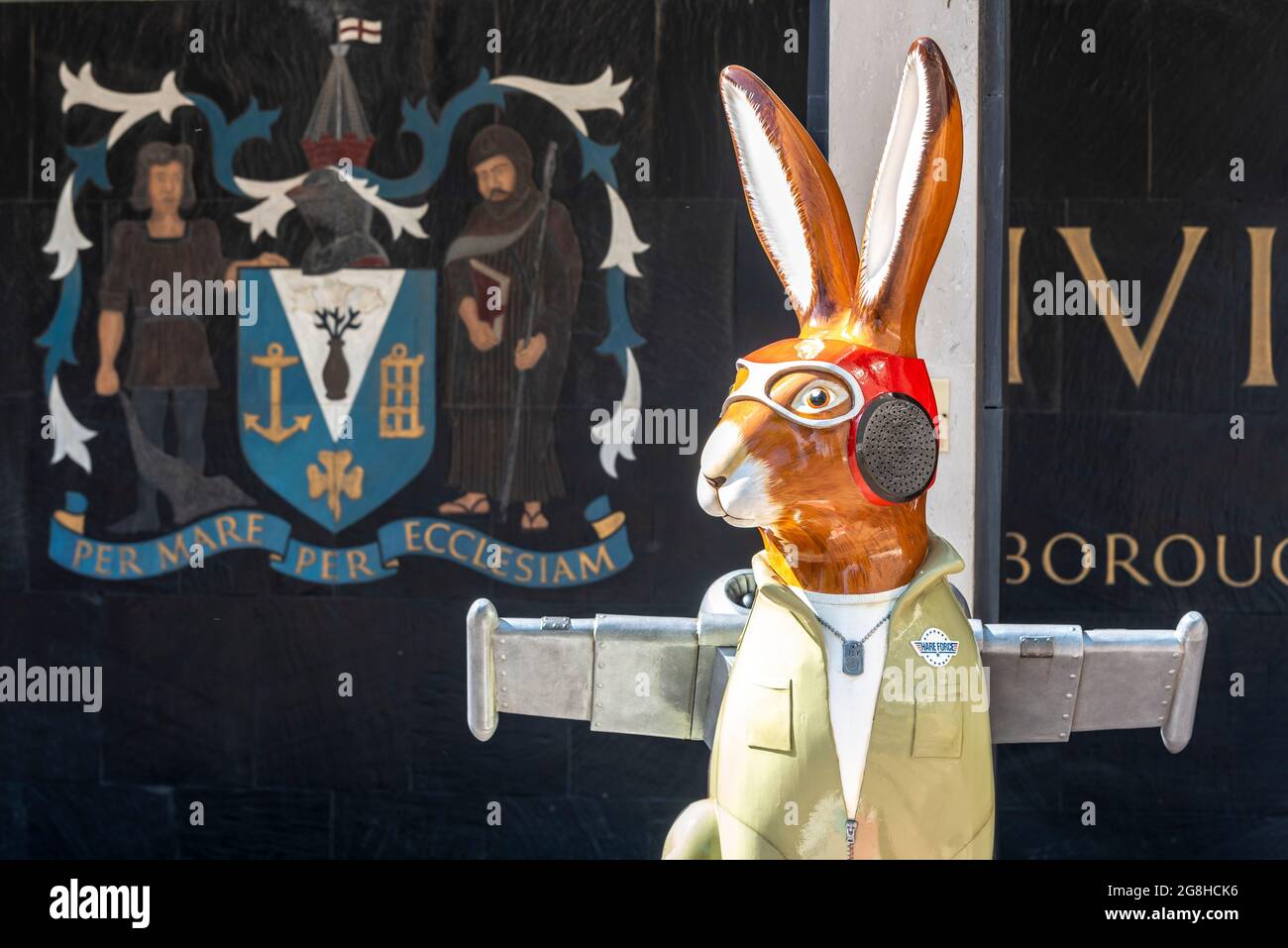Pilot hare outside Southend on Sea Civic Centre as part of the Hares ...