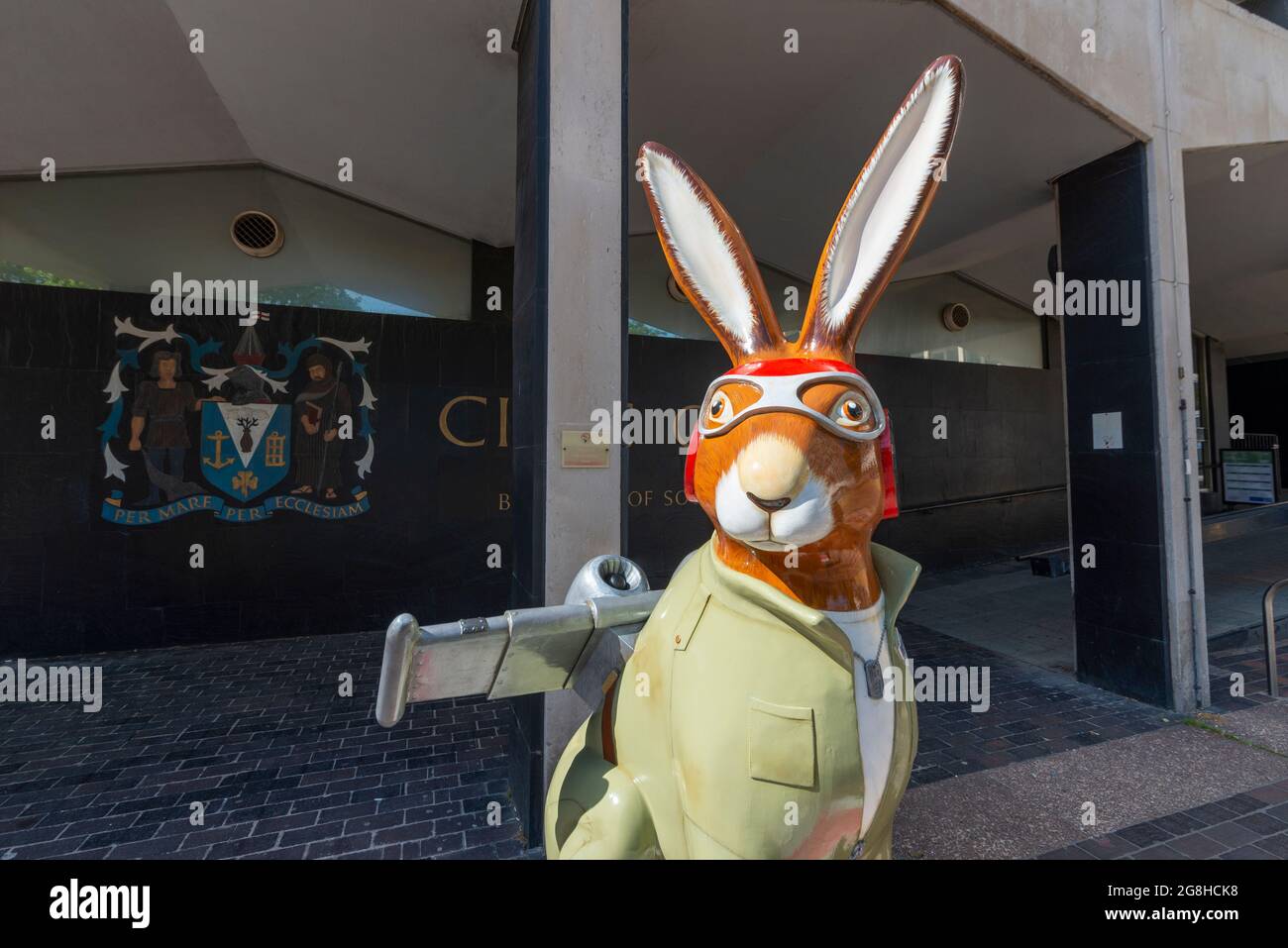 Pilot hare outside Southend on Sea Civic Centre as part of the Hares ...