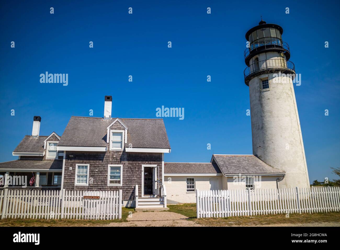 An iconic and active lighthouse in Cape Cod National Seashore in North ...