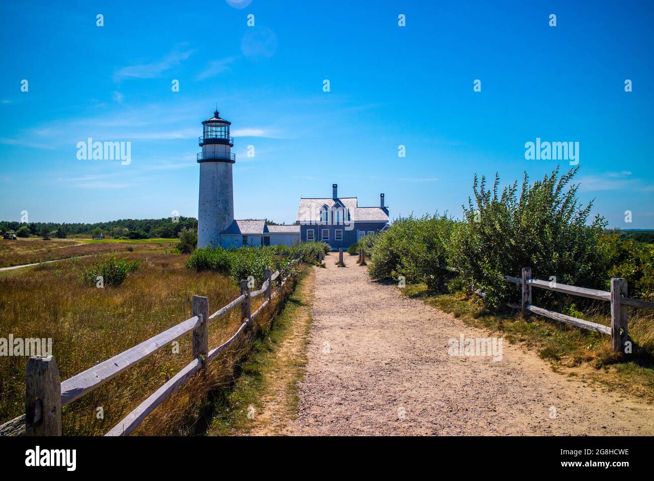 An iconic and active lighthouse in Cape Cod National Seashore in North ...