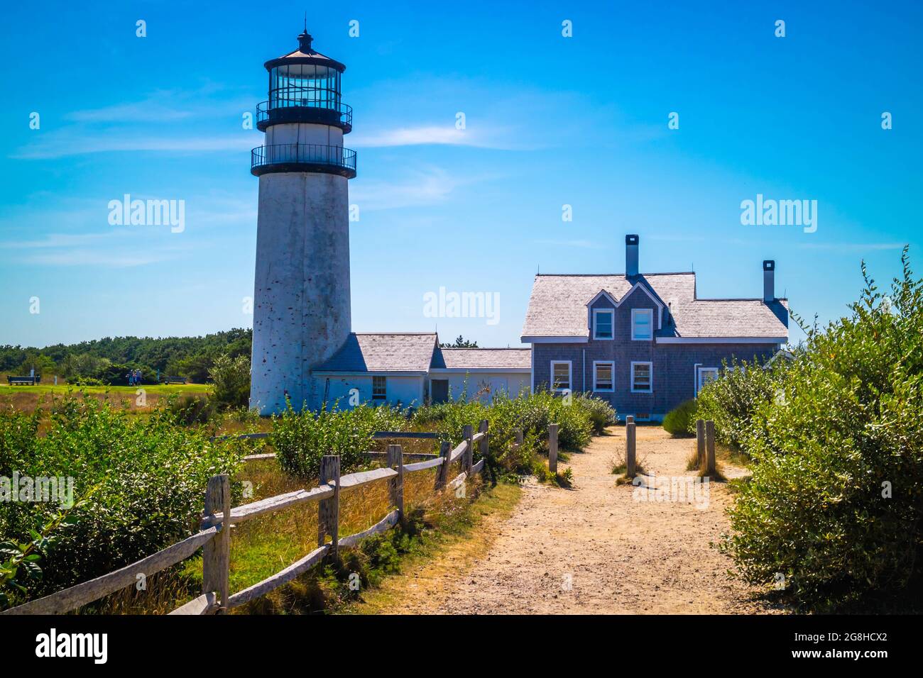 An iconic and active lighthouse in Cape Cod National Seashore in North ...